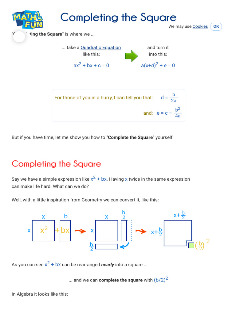 Completing The Square | PDF
