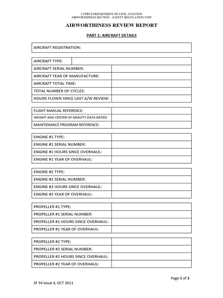 SF - 54 Airworthiness Review Report | PDF