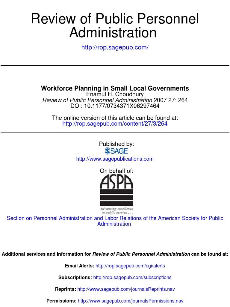Workforce Planning in Small Local Governments | PDF | Employee ...