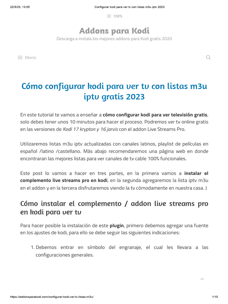 Configuración de Kodi con listas M3U 2023 | PDF