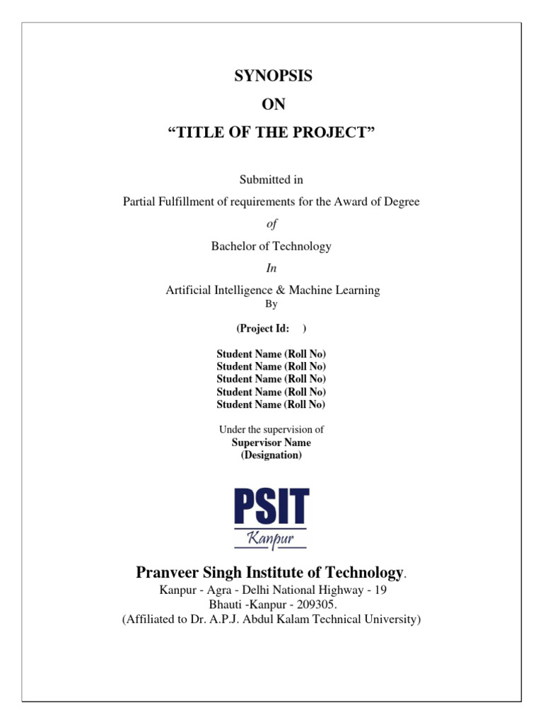 AIML_Second year Mini Project Synopsis_Format 2023 (1) | PDF | Information Technology | Systems ...