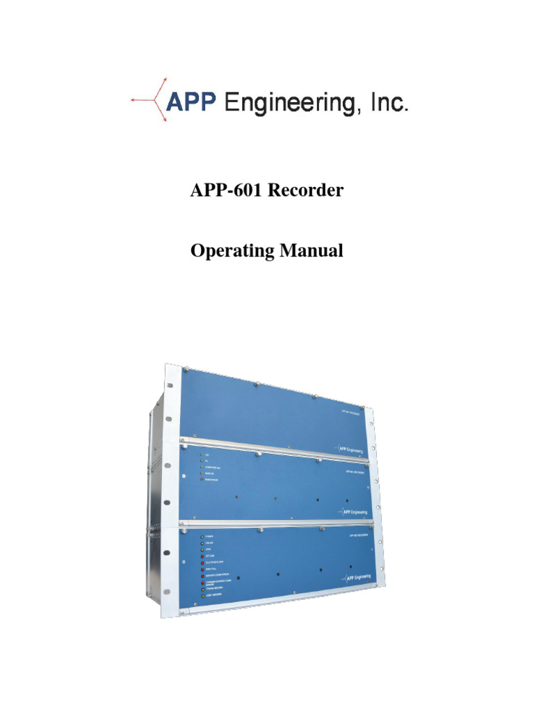 APP601 Recorder Manual Edition 11 | PDF