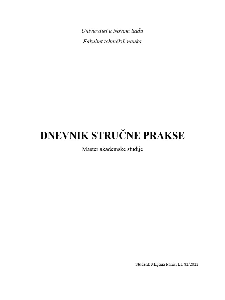 DNEVNIK STRUČNE PRAKSE | PDF