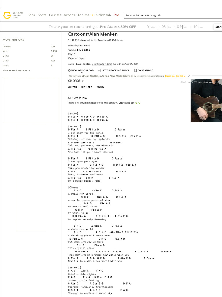 Aladdin - A Whole New World Chords | PDF