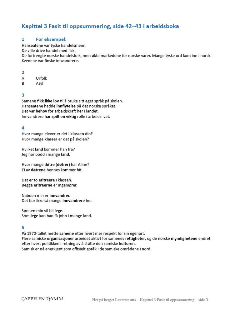 Kapittel 3 Fasit Til Oppsummering | PDF