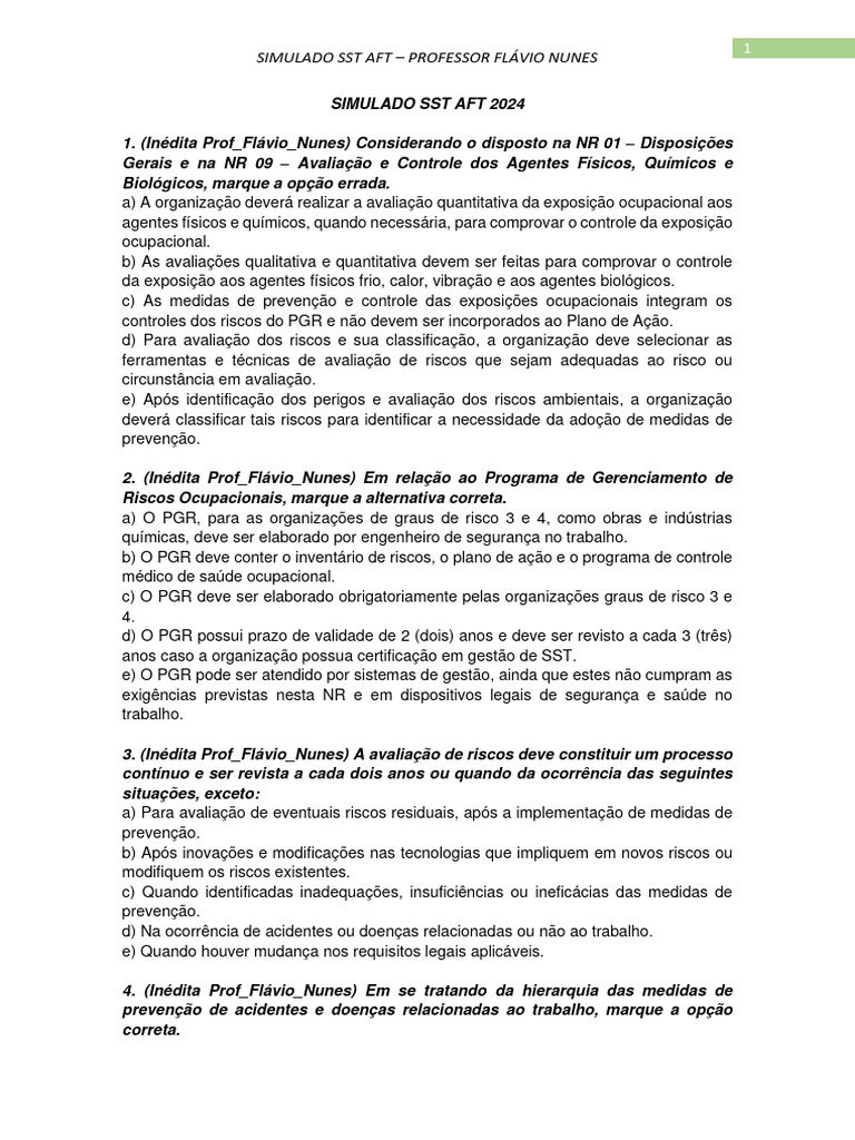 Simulado SST Extra 5 | PDF | Calor | Química