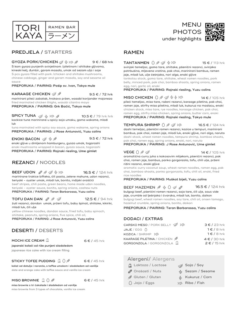 TORIKAYA Food Menu | PDF | Ramen | Sauce