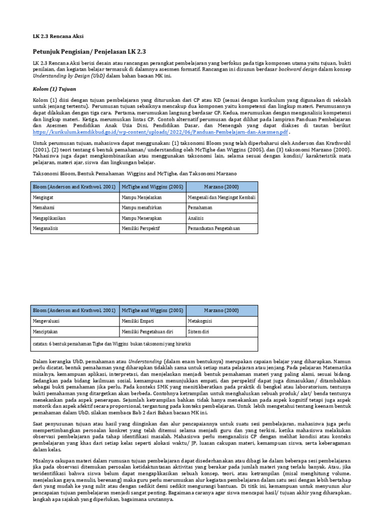 LK 2.3 Rencana Aksi Ansori Revisi | PDF