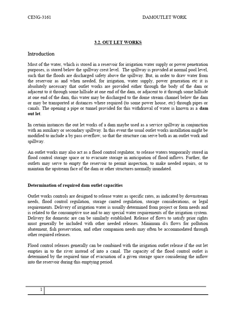 Dam Outlet FOR CIVIL | PDF