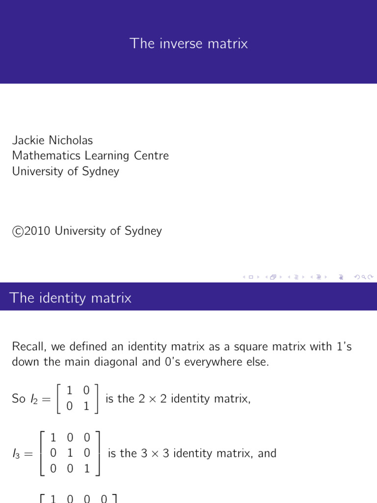 Inverse Matrix | PDF | Matrix (Mathematics) | Mathematical Analysis