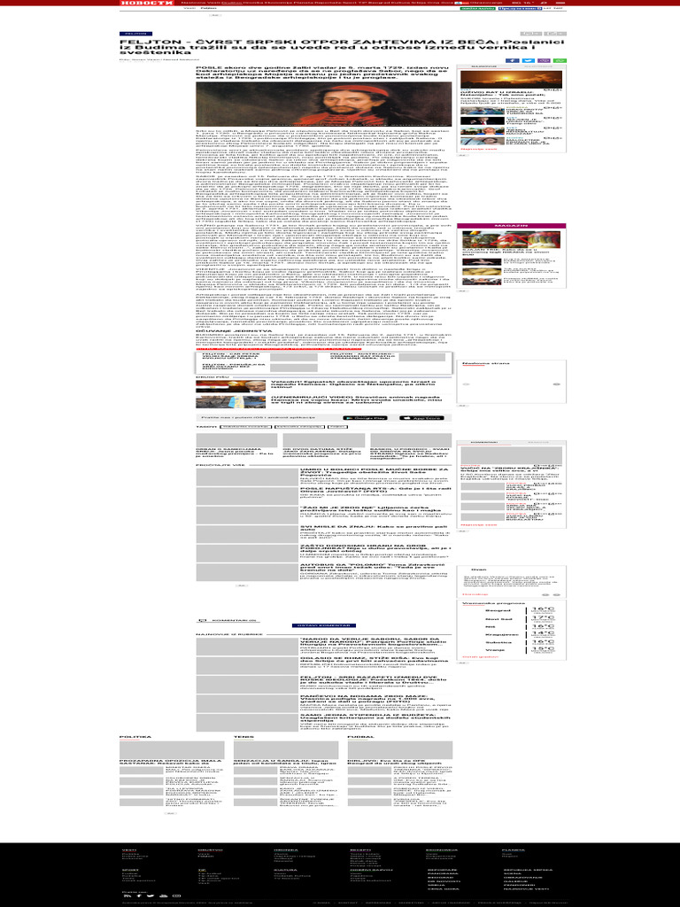 FELJTON - ČVRST SRPSKI OTPOR ZAHTEVIMA IZ BEČA_ Poslanici iz Budima tražili su da se uvede red u ...