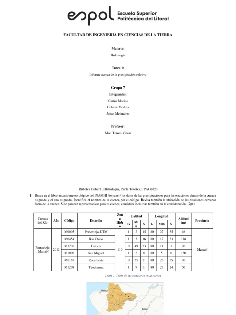 Deber1 Hidro | PDF | Clima | Precipitación