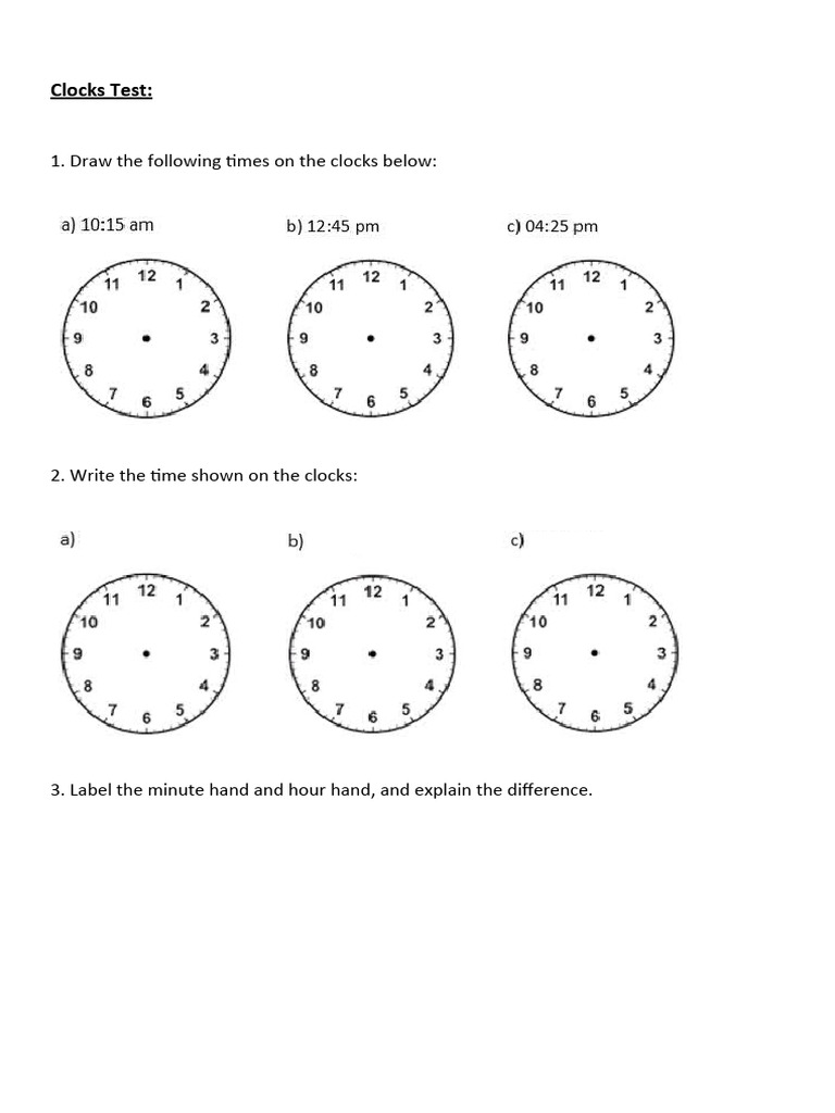 Clocks Test | PDF