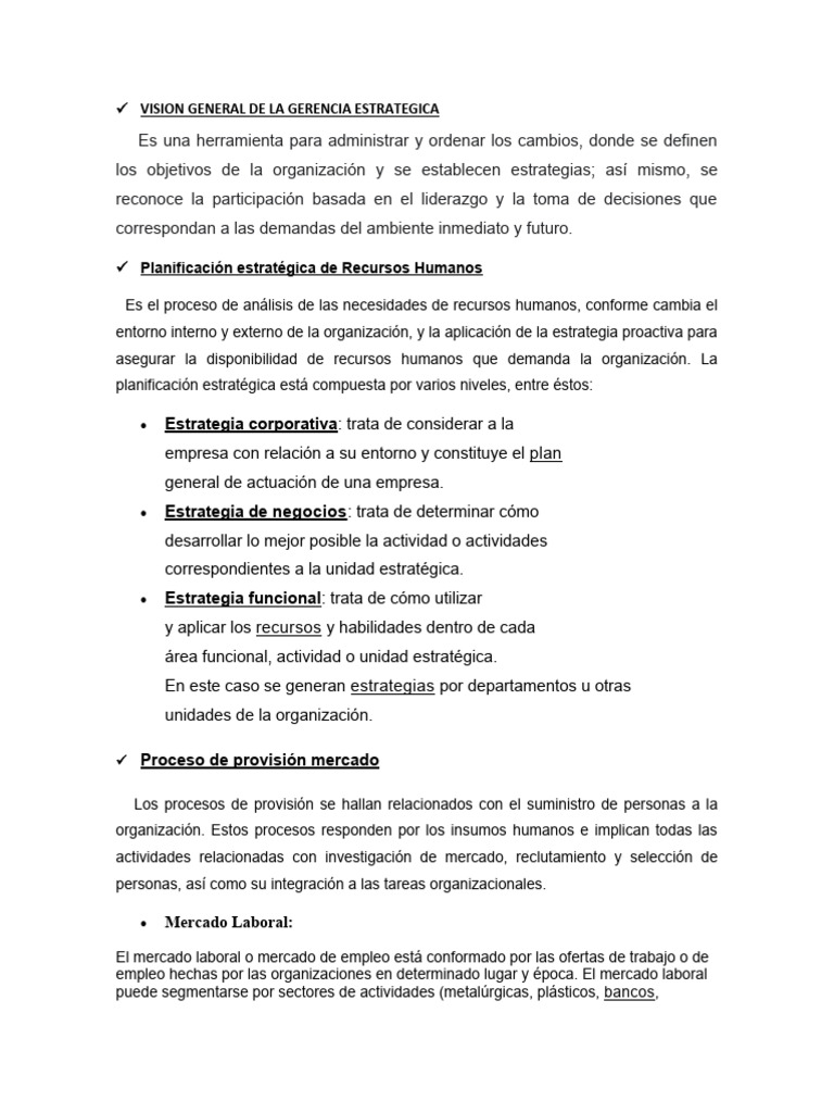 Vision General de La Gerencia Estrategica | PDF | Crecimiento personal ...