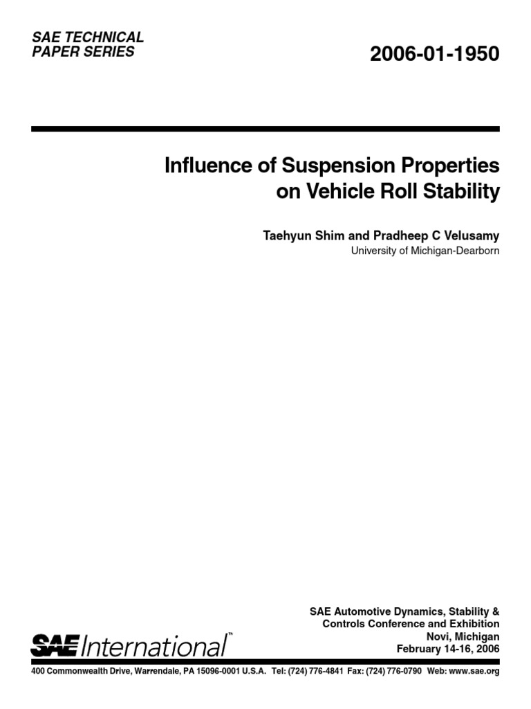 Sae Technical Paper Series: Taehyun Shim and Pradheep C Velusamy | PDF ...
