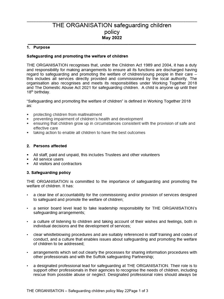 Safeguarding Children Policy May 22 ANON | PDF | Child Protection | Government