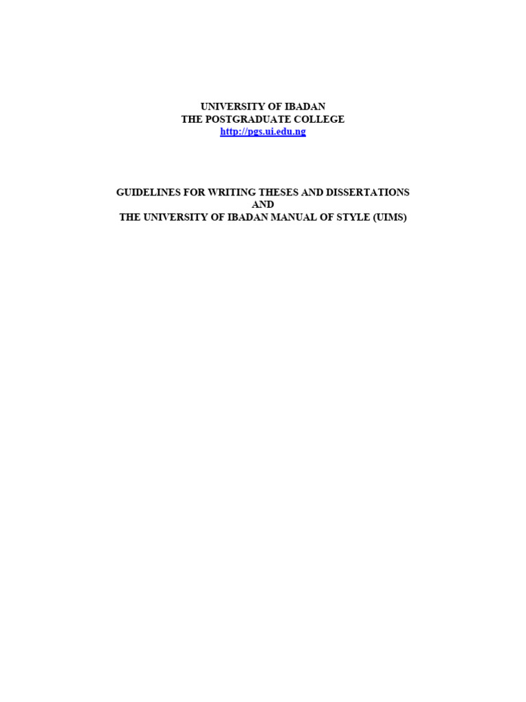 Guidelines For Writing Theses and Dissertations & The University of ...
