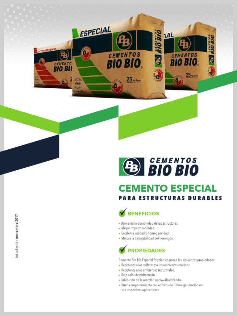 Cemento Bío Bío Especial Puzolánico | PDF | Cemento | Hormigón