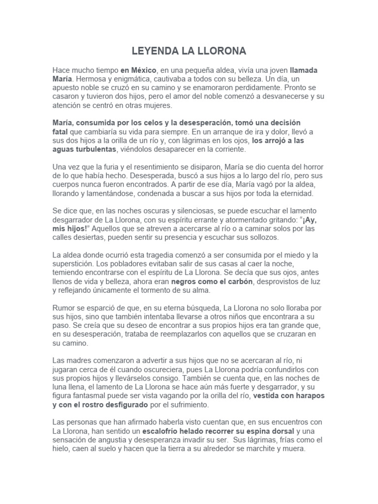 Leyenda La Llorona | PDF