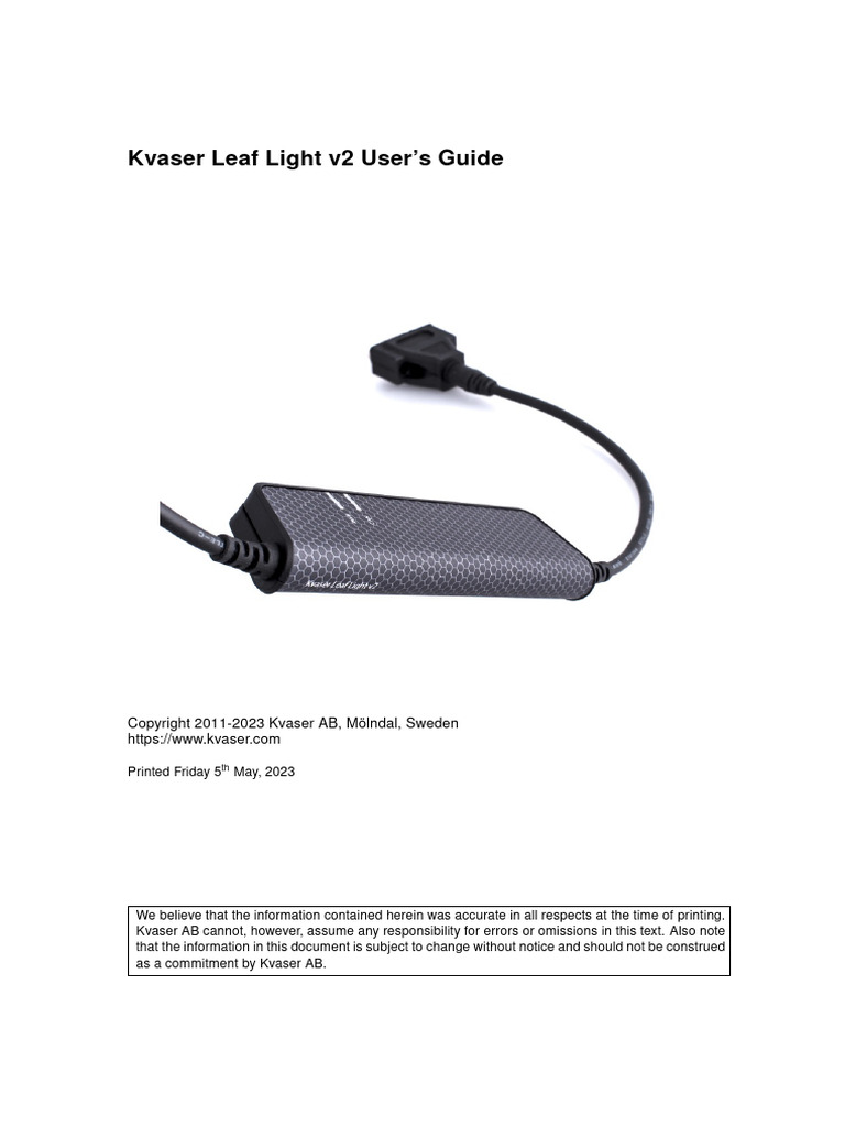 Kvaser Leaf Light v2 Usersguide | PDF | Usb | Device Driver