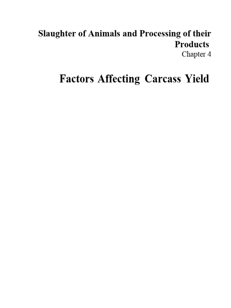 Factors Influencing Carcass Yield | PDF | Meat | Beef