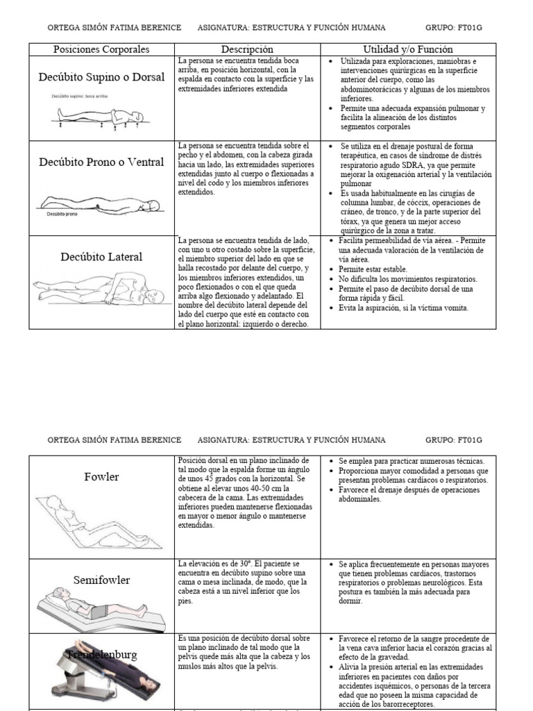 Posiciones Corporales | PDF