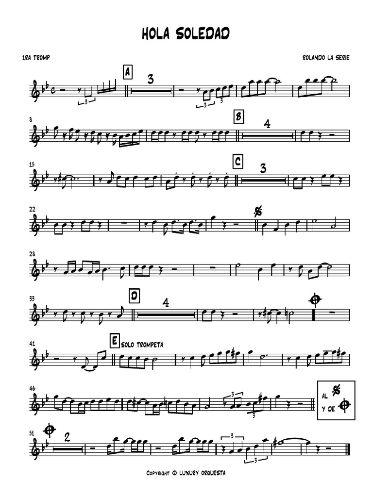1RA TROMP - HOLA SOLEDAD - Partitura Completa | PDF