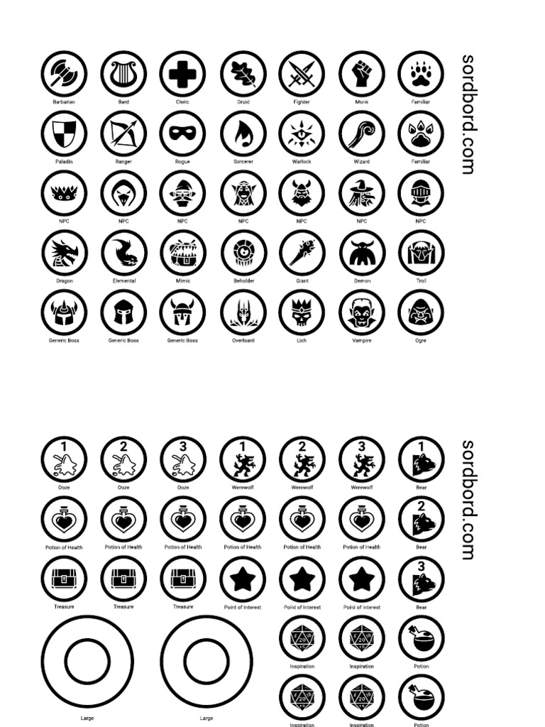 Printable DD Token Set Sordbord | PDF | Fantasy Role Playing Games ...