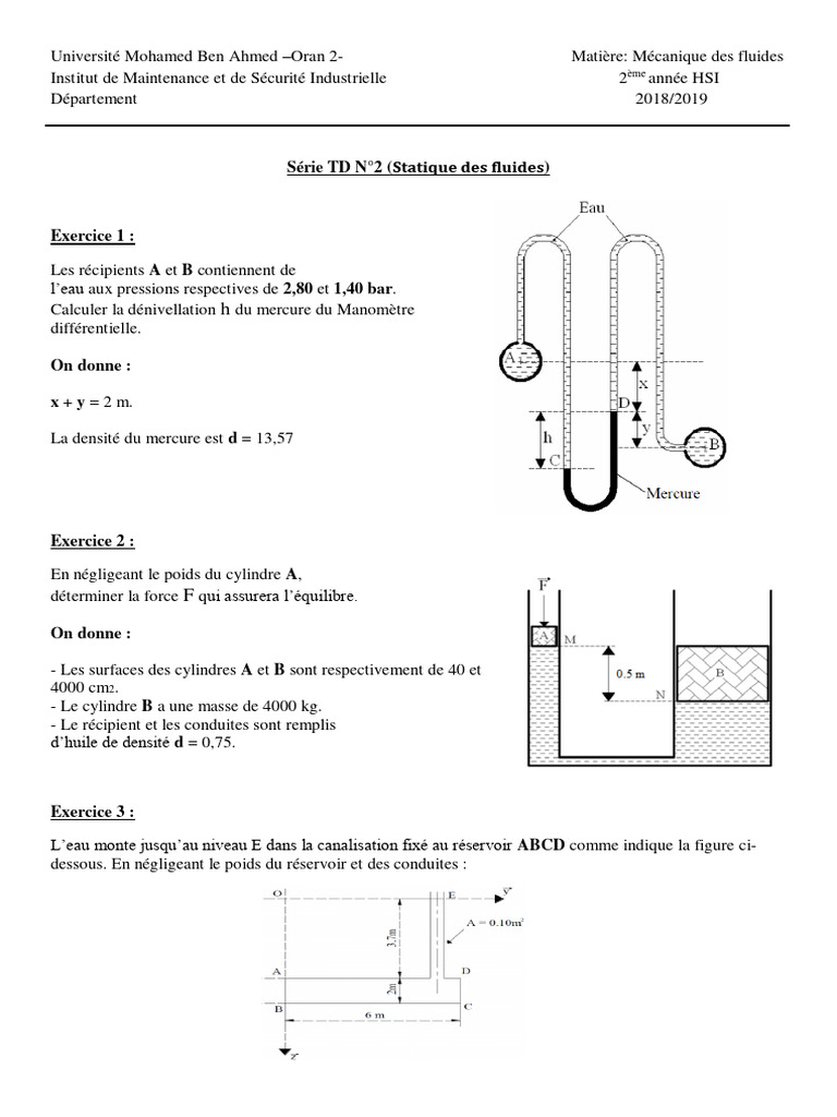TD 2 | PDF | Pression | Grandeur physique