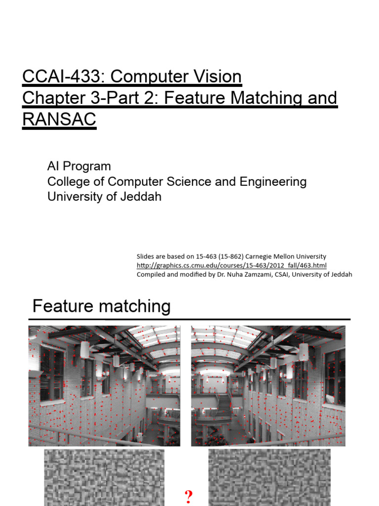 Feature Matching & RANSAC | PDF | Artificial Intelligence | Intelligence (AI) & Semantics