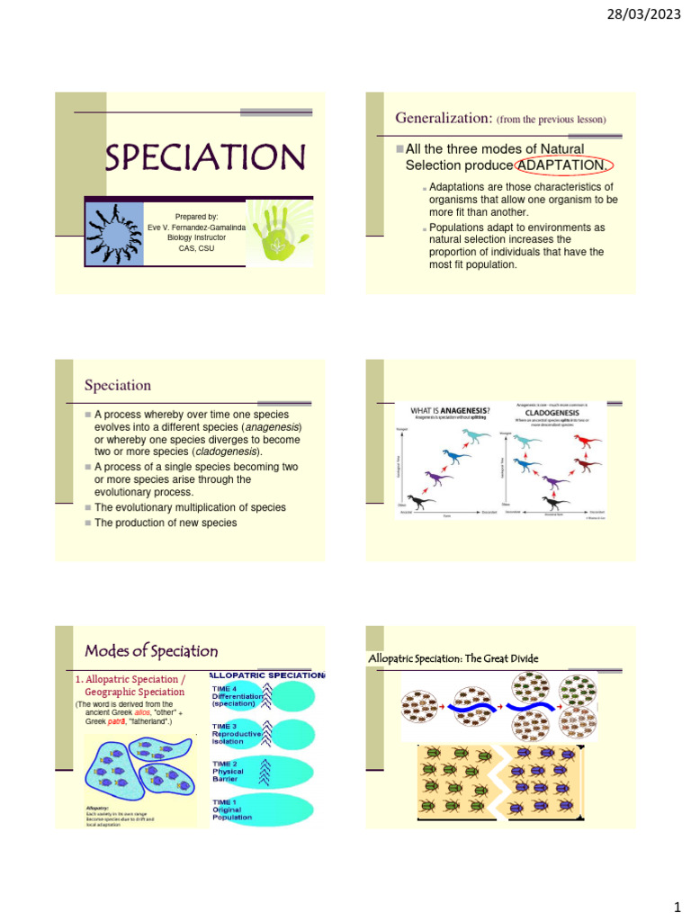 Lec 3. Speciation | PDF | Evolution | Biological Processes