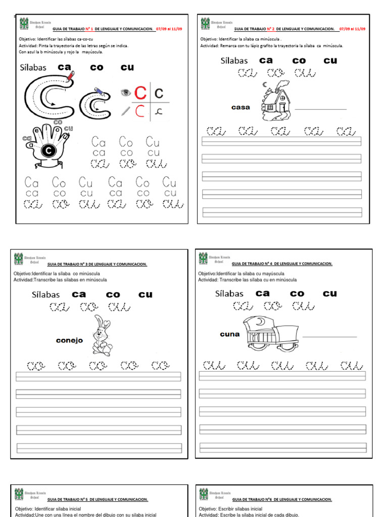 Actividades de sílabas ca-co-cu para niños | PDF | Comunicación escrita ...