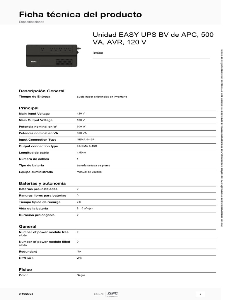 Easy Ups Bv500 | PDF