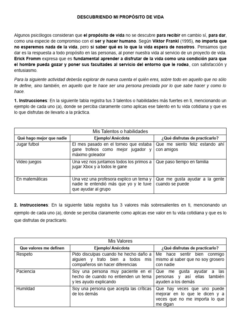 Descubriendo Mi Propósito de Vida | PDF | Relaciones personales ...