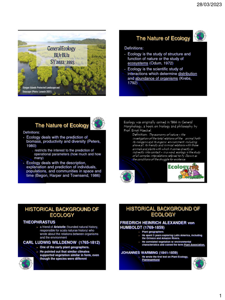 Lec 1. Introduction To Ecology Handouts (BIJ1 and BIJ2) | PDF | Ecology ...