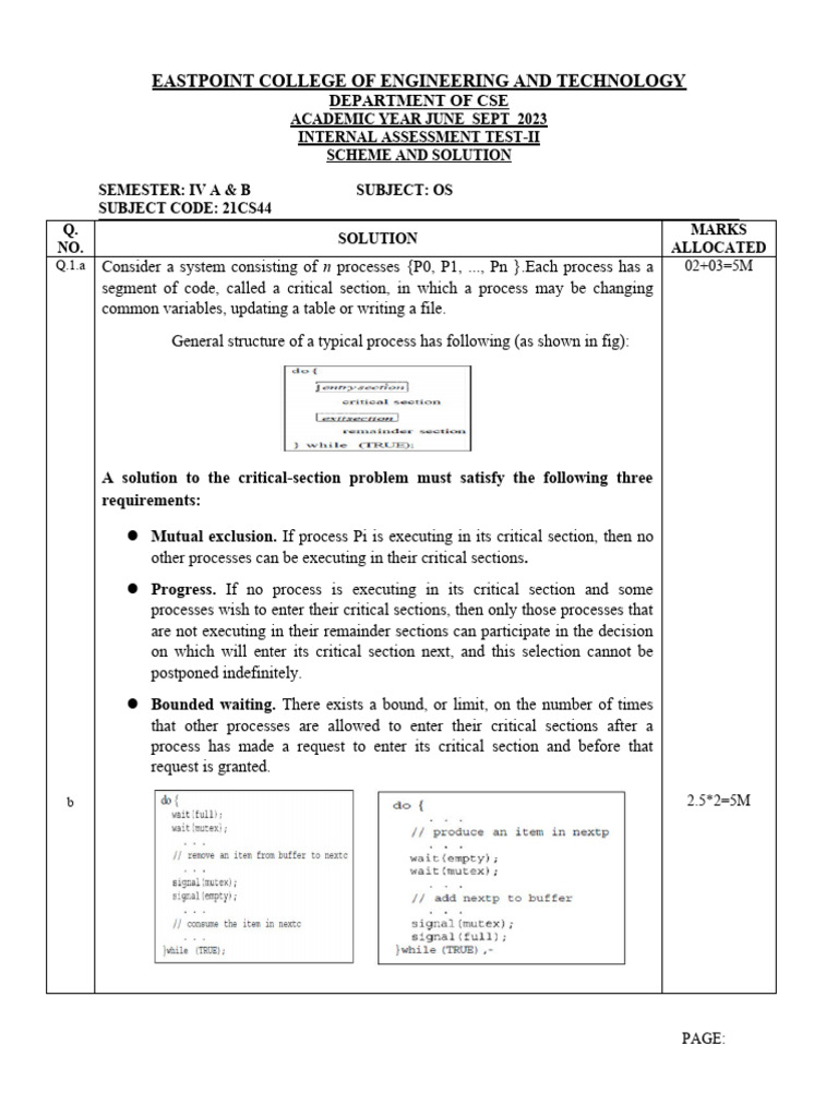 OS IA2 SCheme-2023 | PDF | Computing | Computer Programming