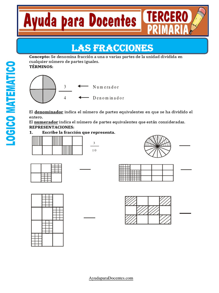 Fichas de Fracciones para Tercero de Primaria | PDF