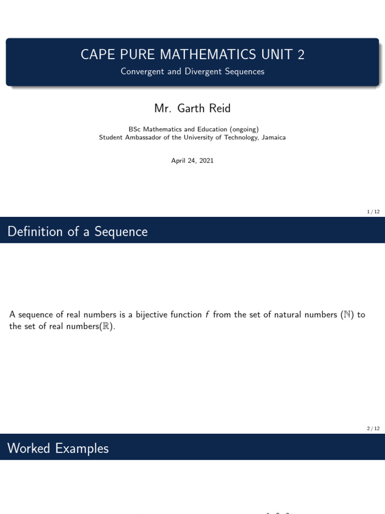 Convergence And Divergence Of Sequences Pdf Sequence Function