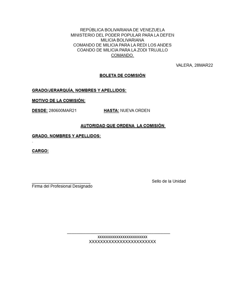 Boleta de Comisión | PDF