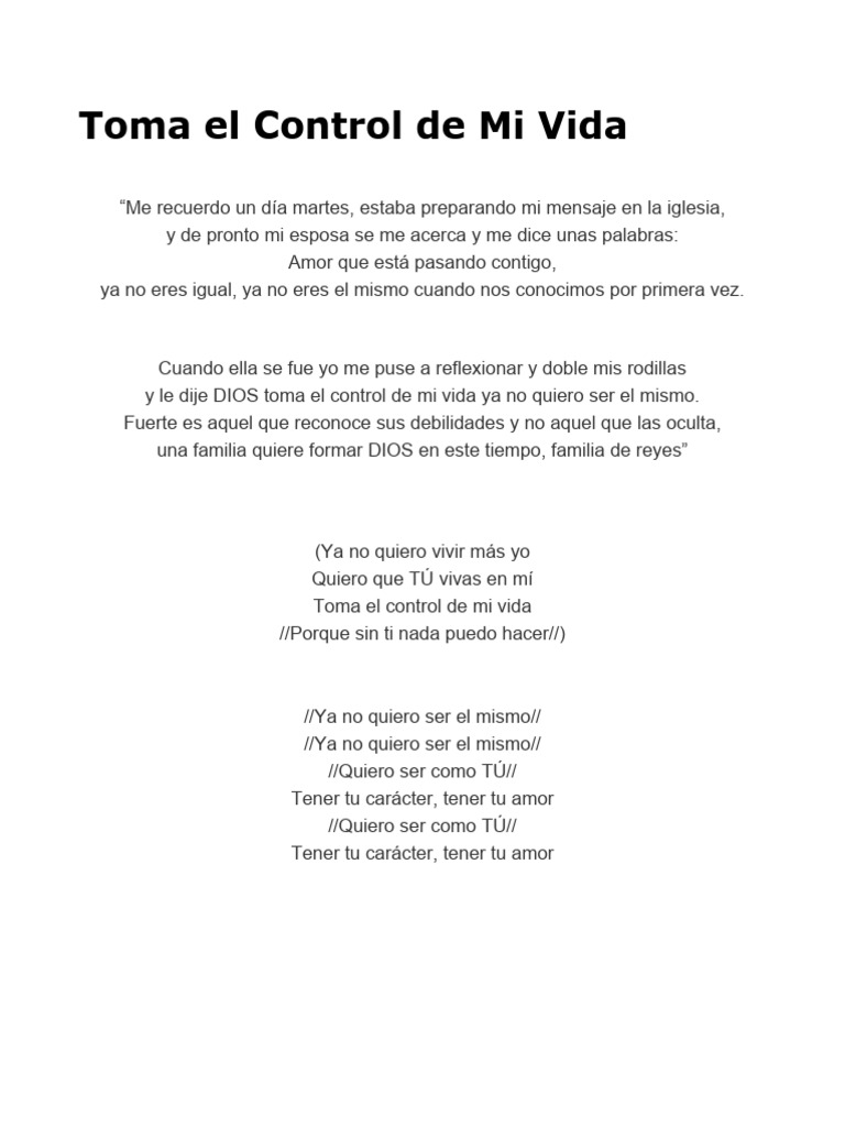 Toma el Control de Mi Vida | PDF | Amor | Jesús