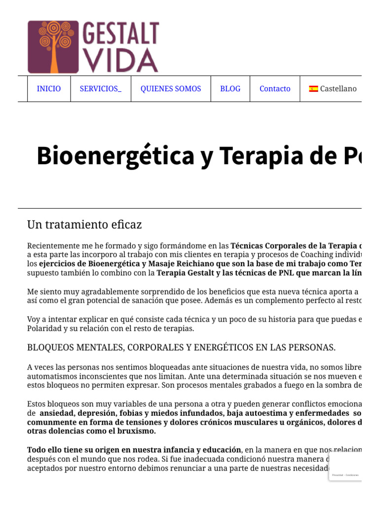 Bioenergética y Terapia de Polaridad - Gestalt Vida | PDF | Masaje | Mente