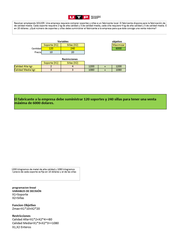Semana 15 - Excel - Optimización Utilizando Excel Con Herramienta SOLVER | PDF