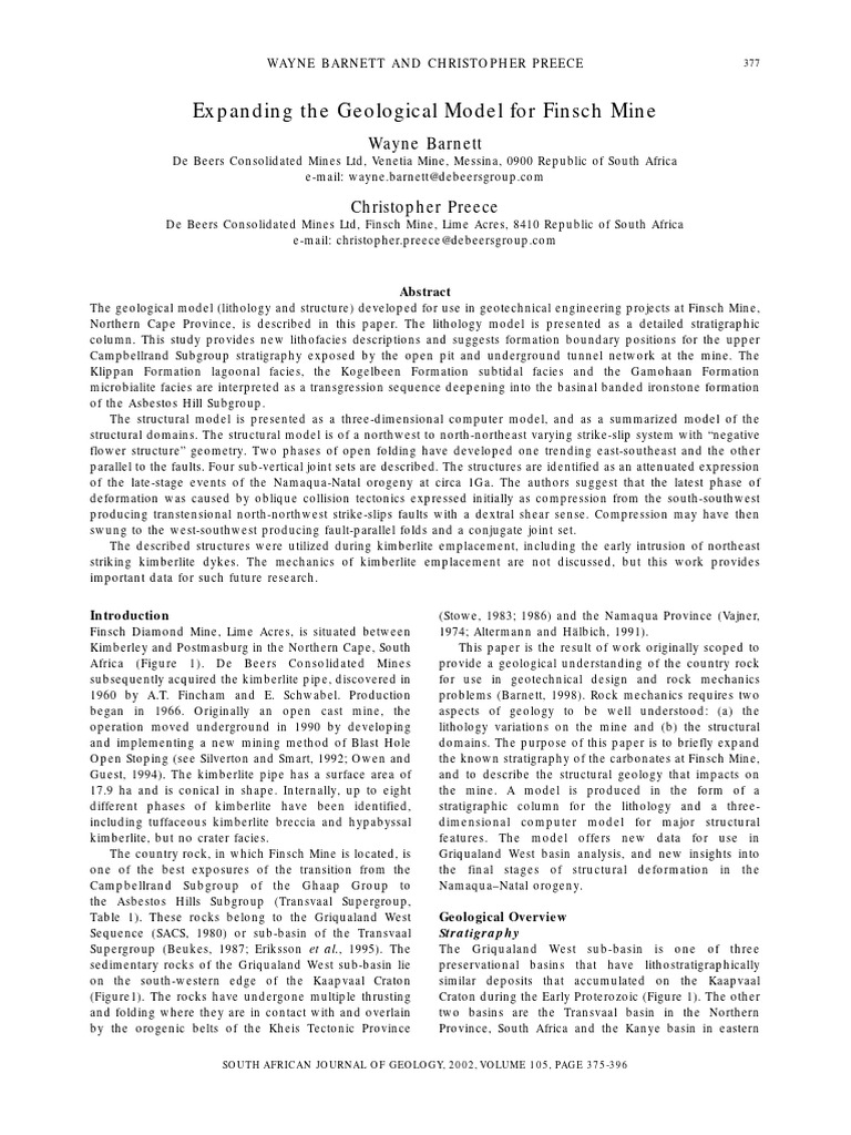 Geological Model Expansion for Finsch Mine | PDF | Fault (Geology ...