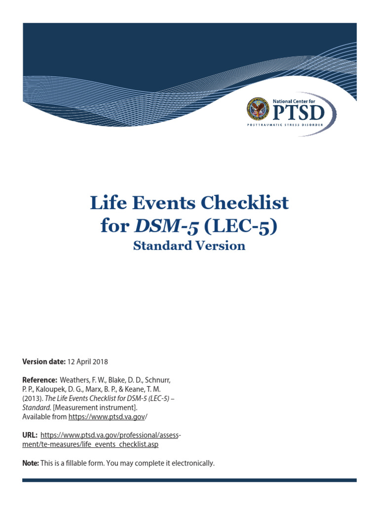 PTSD Life Events Checklist | PDF