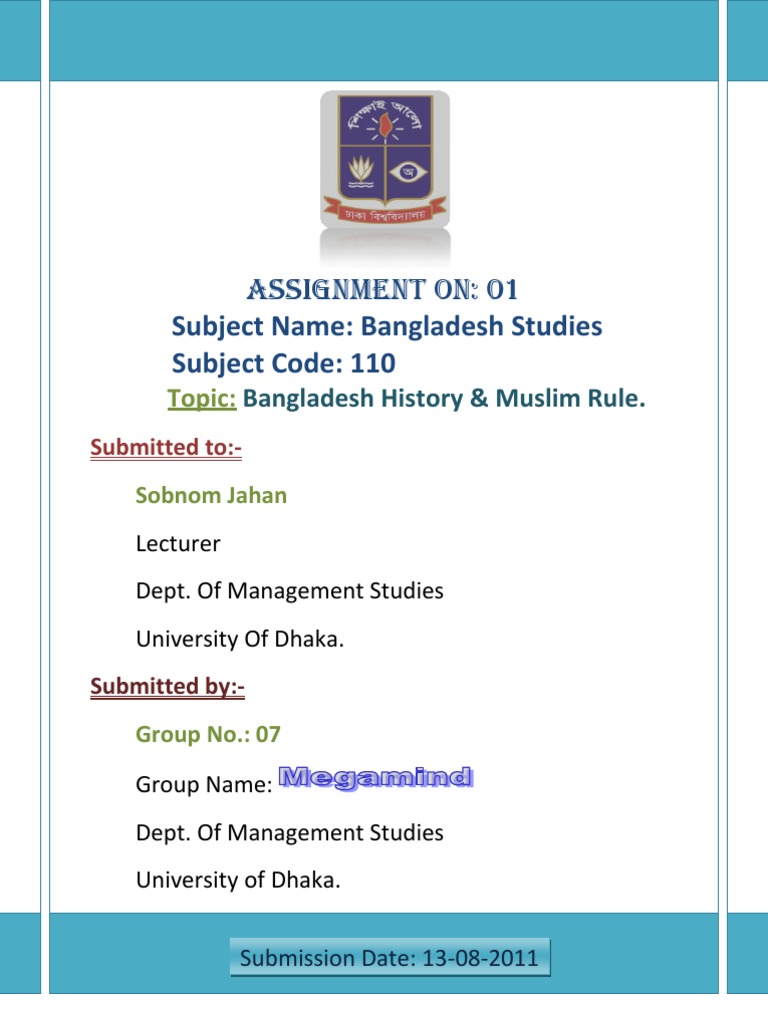 Subject Name: Bangladesh Studies Subject Code: 110: Assignment On: 01 ...