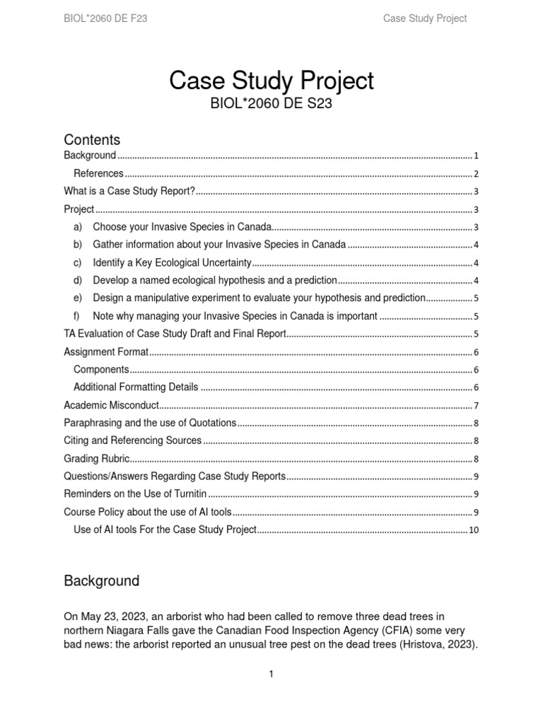 BIOL*2060 Case Study Project Guide | PDF | Ecology | Invasive Species