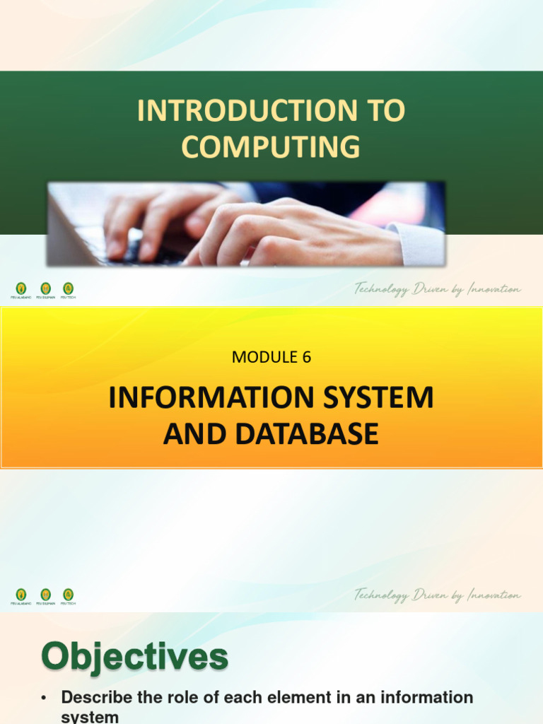 Introduction To Computing - Module 6 - Information System and Database ...