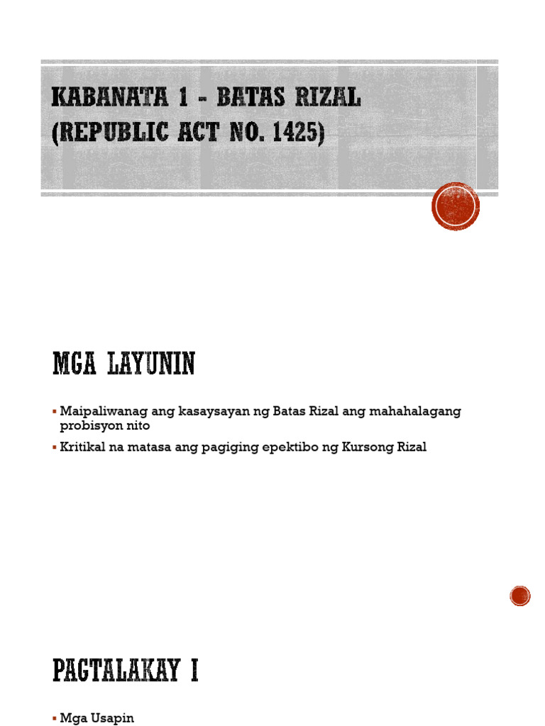 Kabanata 1 Batas Rizal | PDF