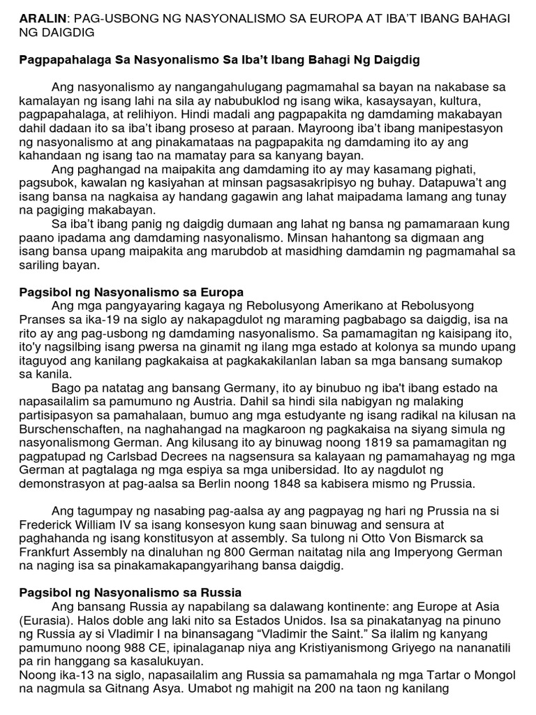 Nasyonalismo 030915 | PDF
