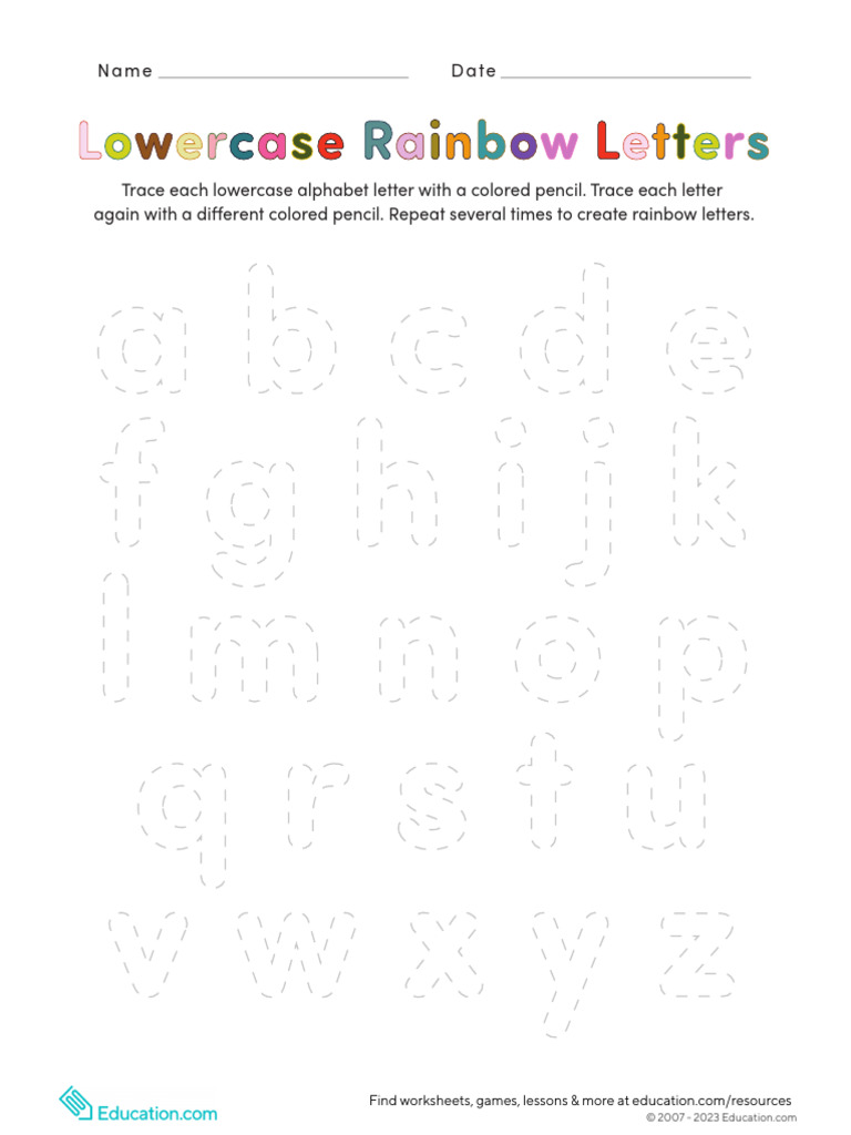 Rainbow Letter Tracing Activity | PDF